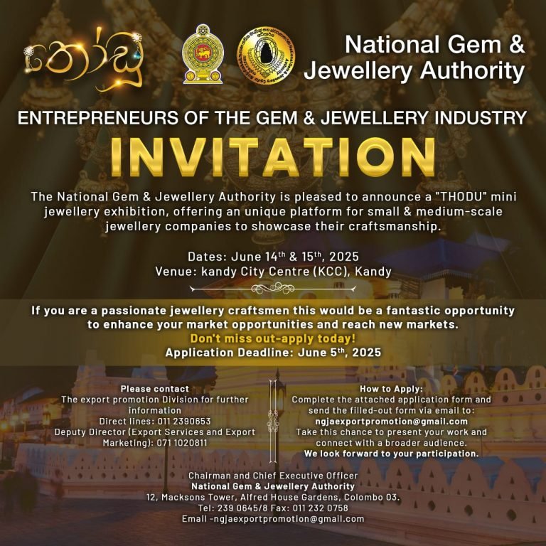 The National Gem & Jewellery Authority is pleased to announce a “THODU ...